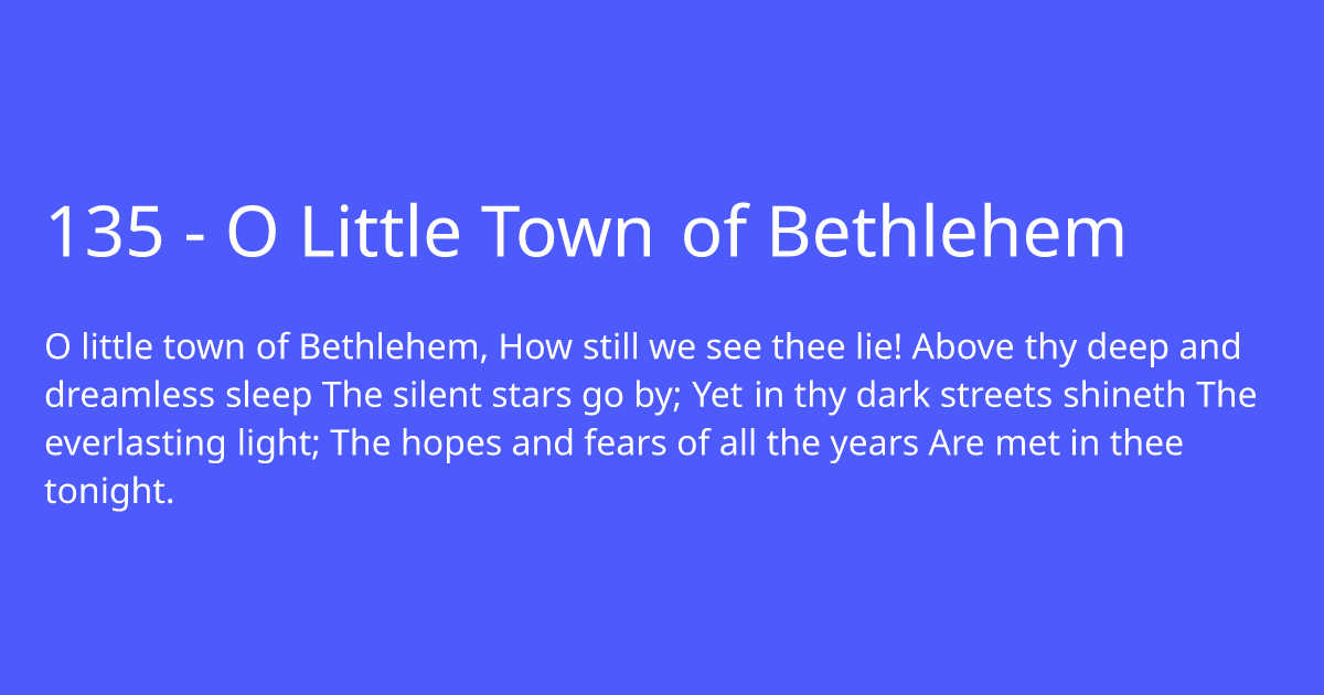 135- O Little Town of Bethlehem | SDA Hymnal 135- O Little Town of Bethlehem | SDA Hymnal